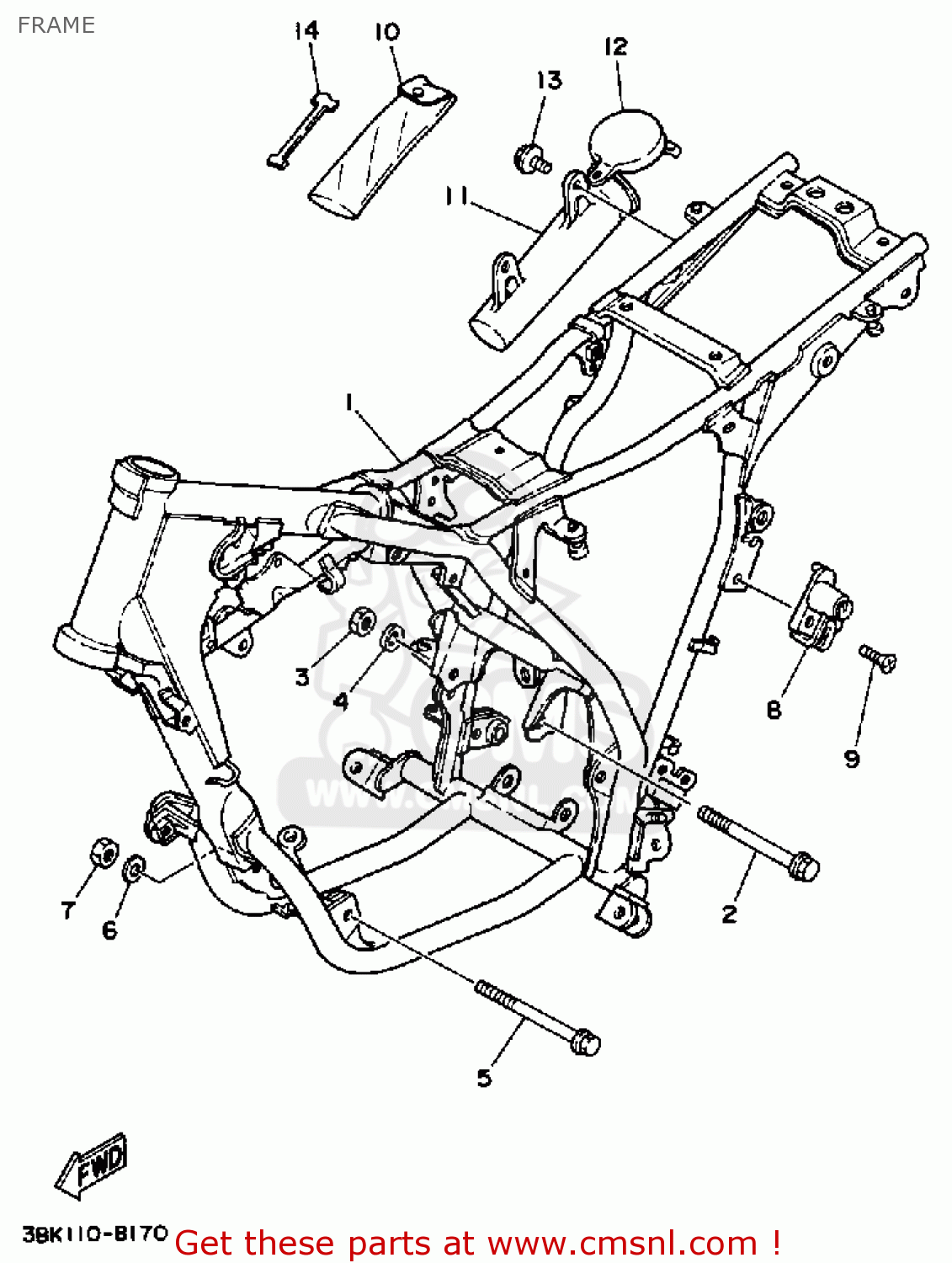 Yamaha DT50 DTL / C 1988 (J) USA FRAME - buy original FRAME spares online