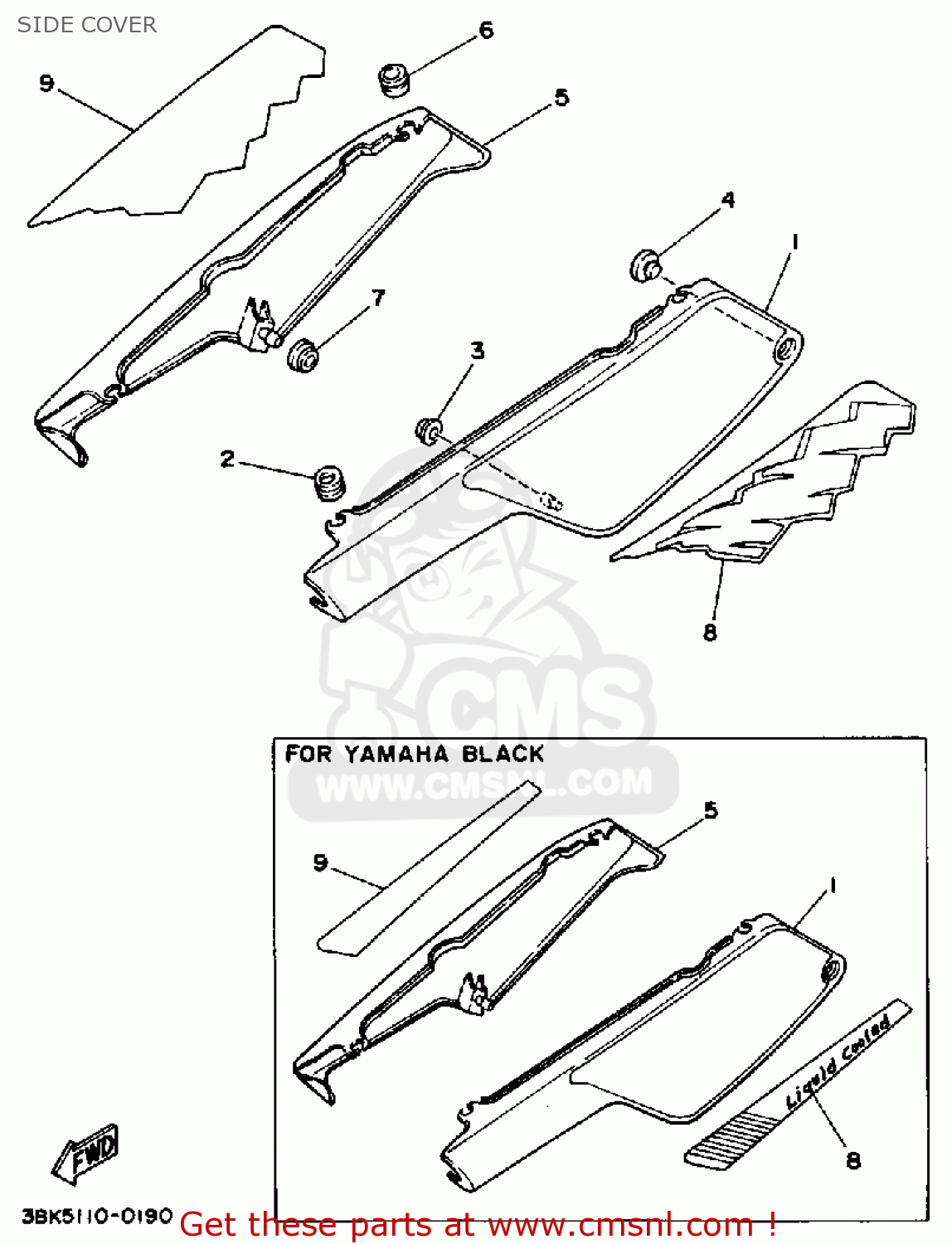 Yamaha DT50 DTL / C 1990 (L) USA SIDE COVER - buy original SIDE COVER ...