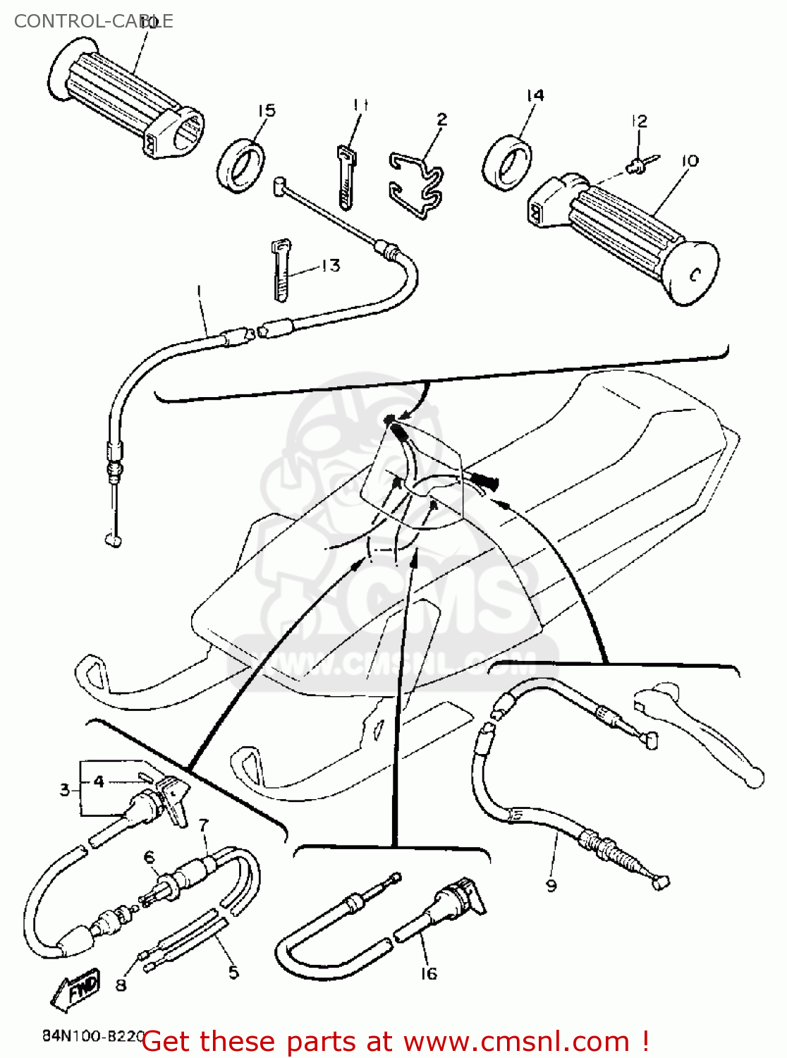 Yamaha EX570EM EXCITER 1988 CONTROL-CABLE - buy original CONTROL-CABLE ...