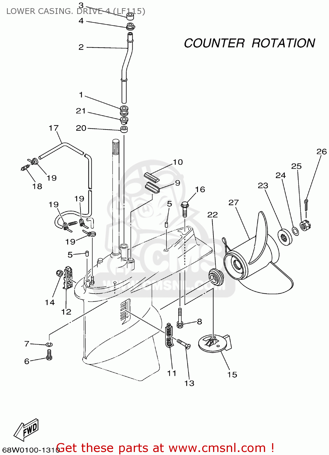 Yamaha F115TLRA/TXRA/LF115TXRA 2002 LOWER CASING. DRIVE 4 (LF115) - buy ...