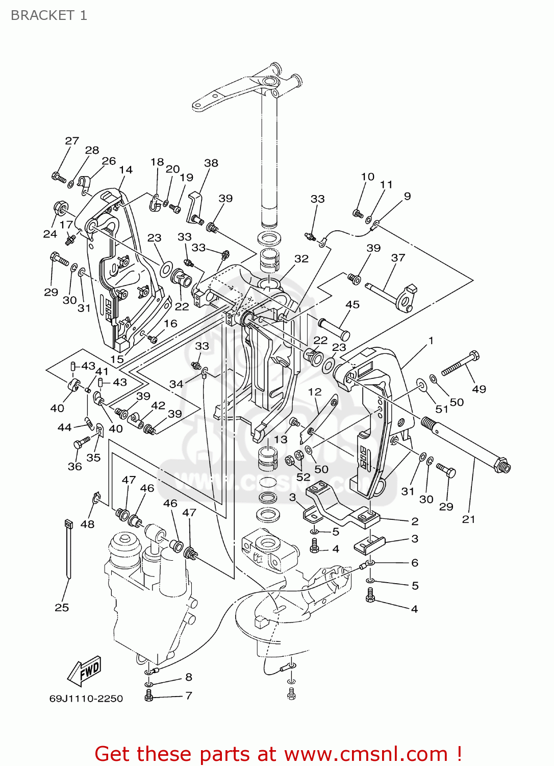 Yamaha F200/F225/LF200/LF225TXRA,F225/LF225TURA 2002 BRACKET 1 - buy ...