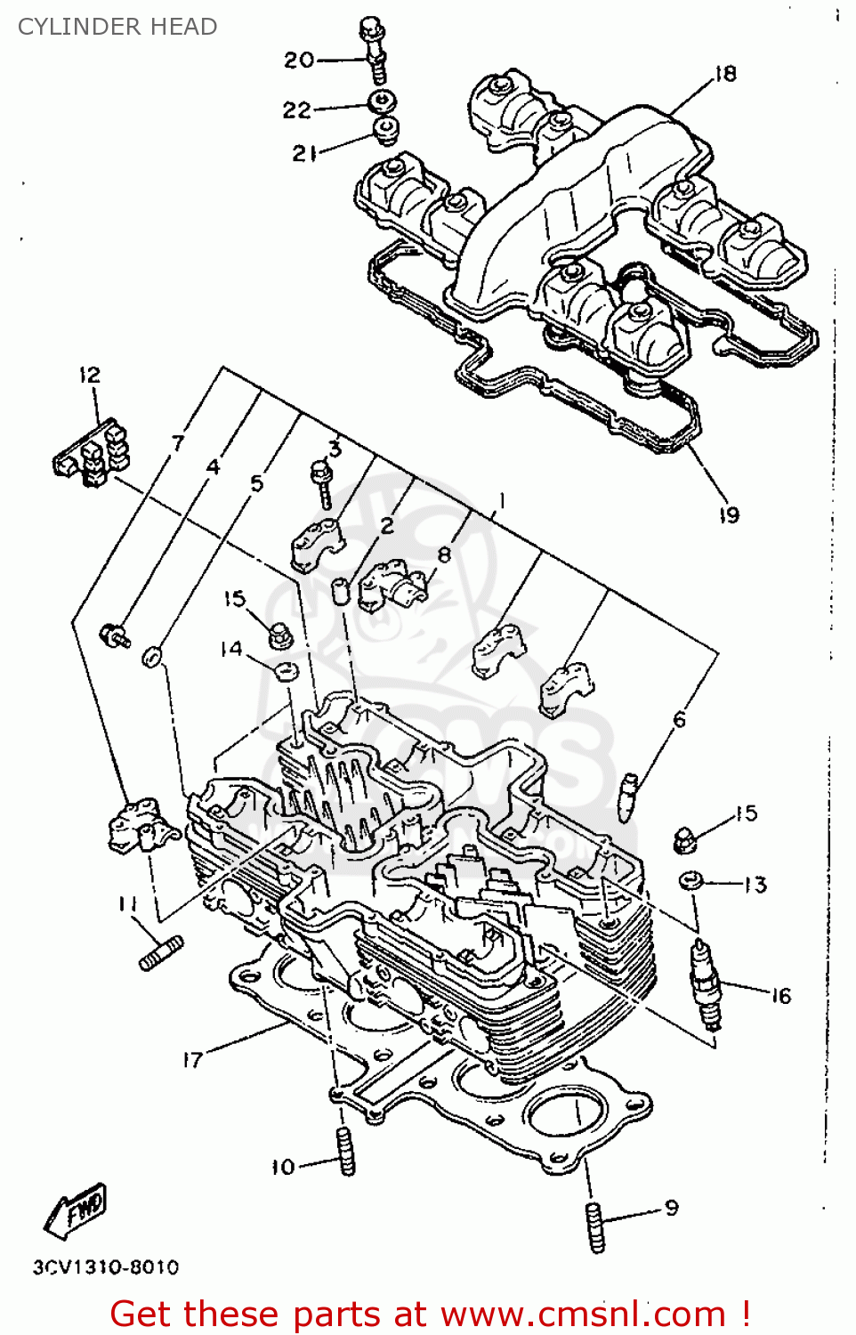 Yamaha FJ1200 1990 3CW2 GERMANY 203CW-332G1 CYLINDER HEAD - buy ...