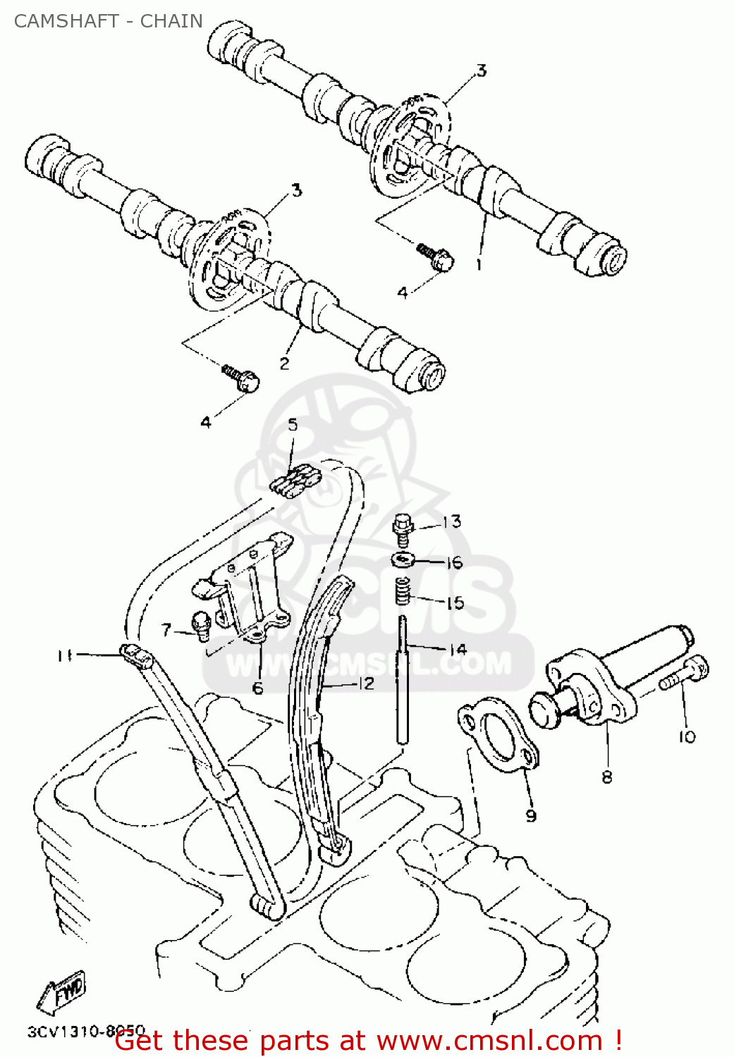 Yamaha FJ1200 1990 (L) USA CAMSHAFT - CHAIN - buy original CAMSHAFT ...