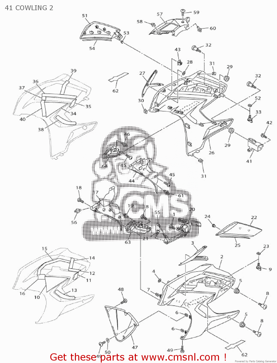 Yamaha FJR1300AE 2015 2PD9 EUROPE 1P2PD-300E1 41 COWLING 2 - buy ...