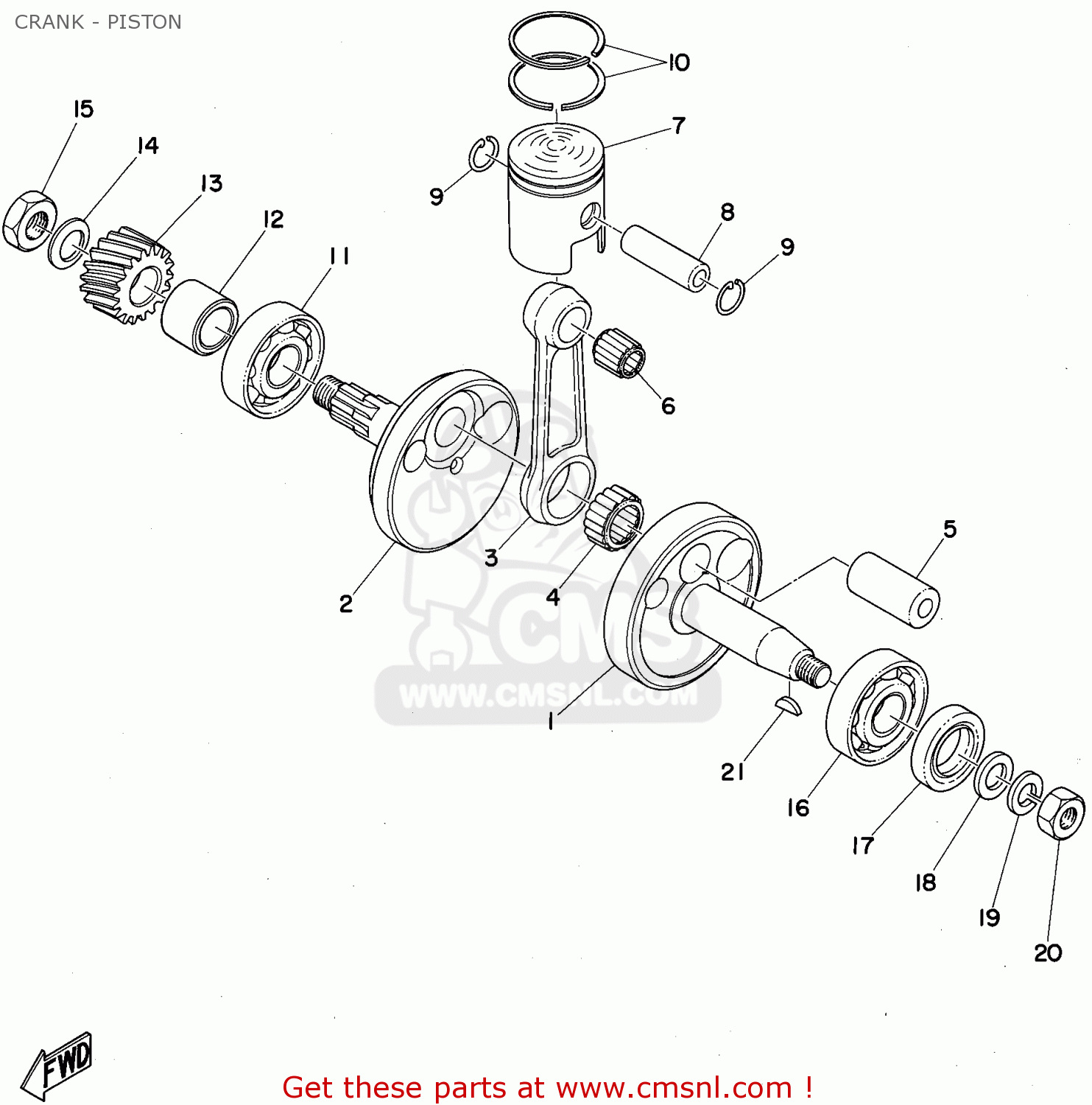 Yamaha FS1E 1974 ENGLAND TYPE 470 CRANK - PISTON - buy original CRANK ...