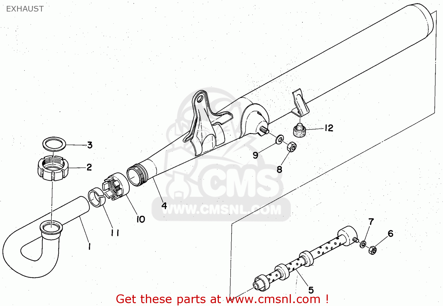 Yamaha FS1E 1974 ENGLAND TYPE 470 EXHAUST - buy original EXHAUST spares ...
