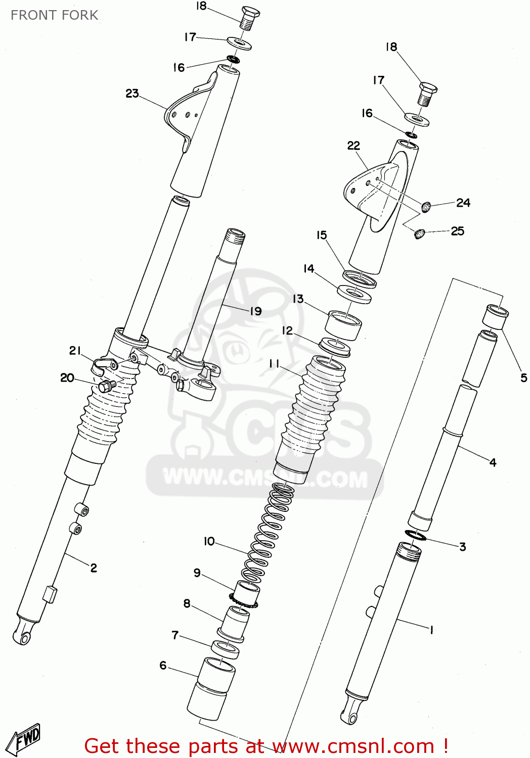 Yamaha FS1E 1974 ENGLAND TYPE 470 FRONT FORK - buy original FRONT FORK ...