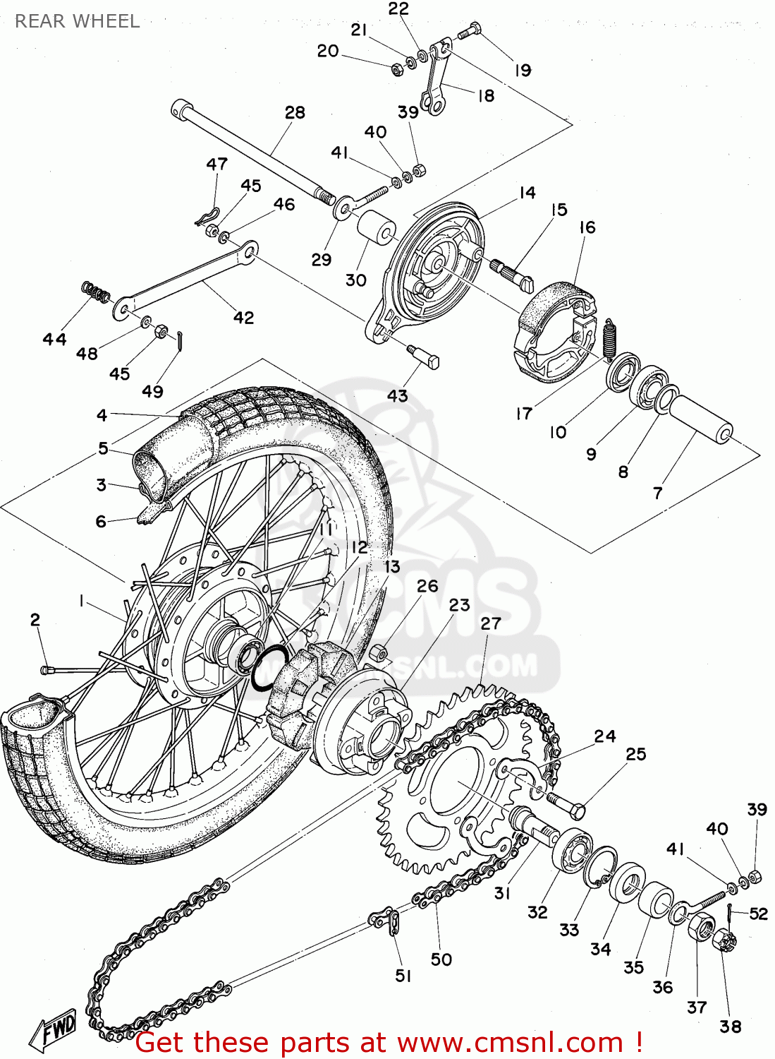 Yamaha FS1E 1974 ENGLAND TYPE 470 REAR WHEEL - buy original REAR WHEEL ...