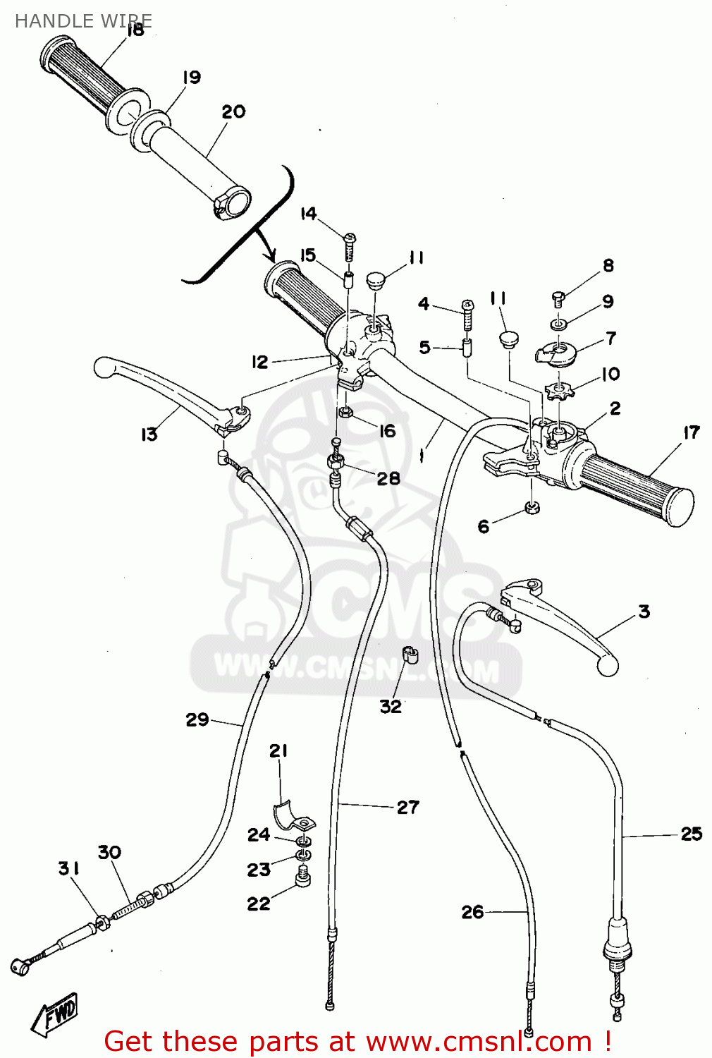 Yamaha FS1E 1975 REUNION TYPE 394 HANDLE WIRE - buy original HANDLE ...