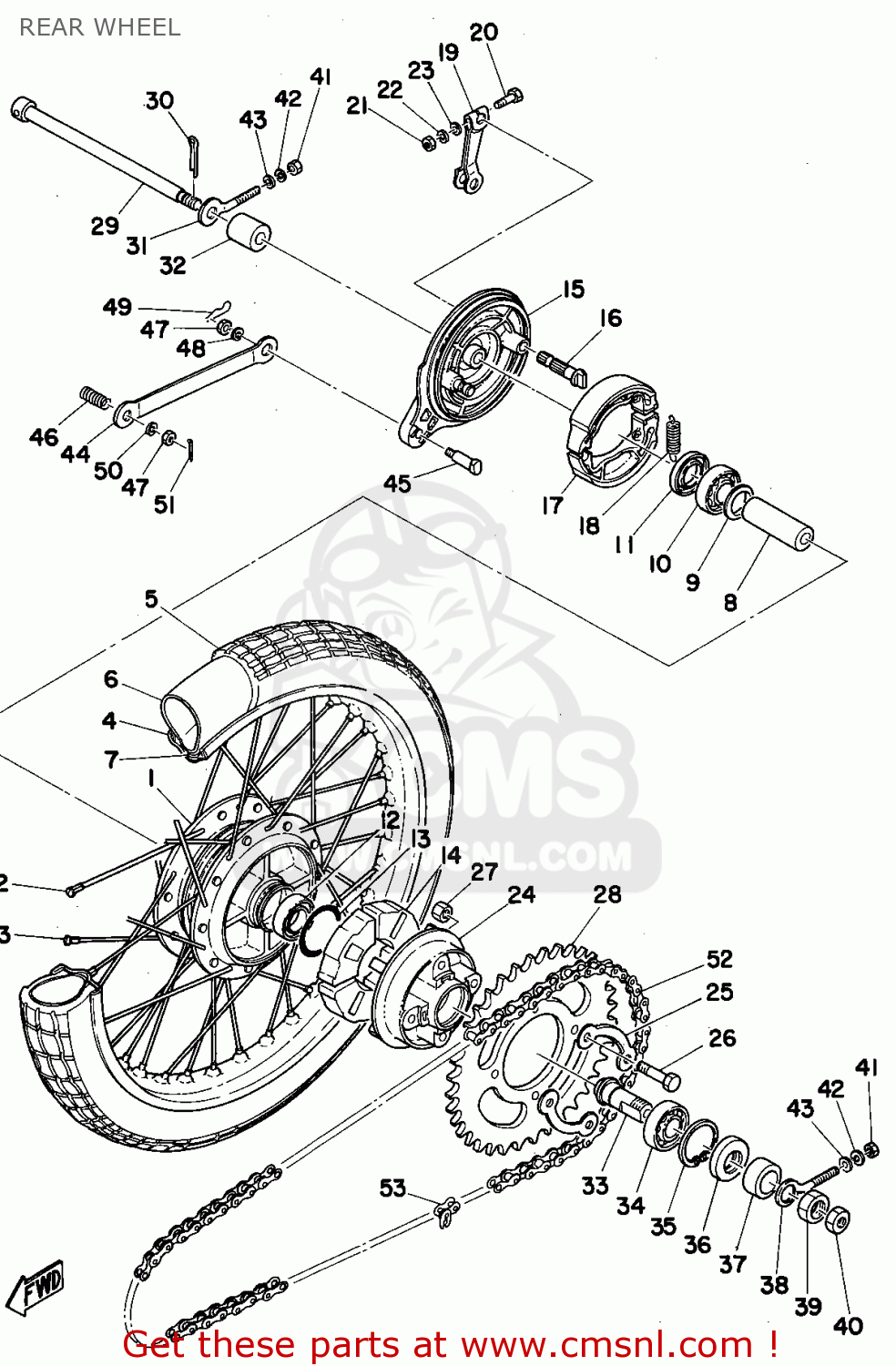 Yamaha FS1E 1975 REUNION TYPE 394 REAR WHEEL - buy original REAR WHEEL ...