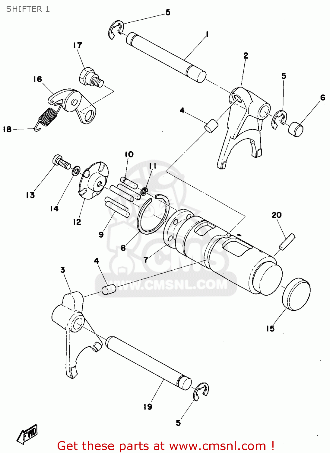 Yamaha FS1E 1975 REUNION TYPE 394 SHIFTER 1 - buy original SHIFTER 1 ...