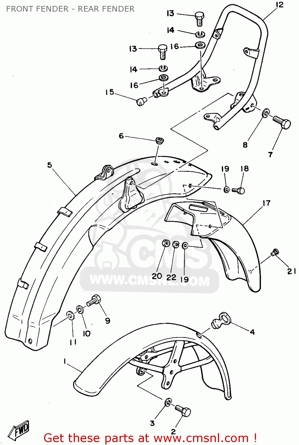 Yamaha FS1SE 1982 (C) SWEDEN TYPE 5A4 FRONT FENDER - REAR FENDER - buy ...
