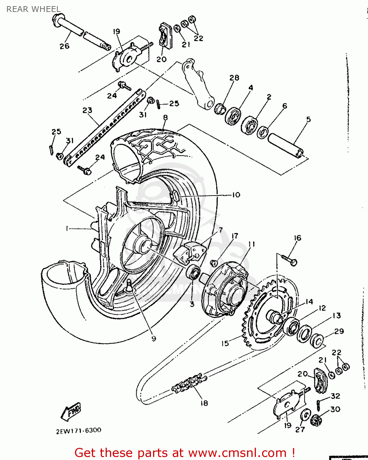 Yamaha FZ600 1986 2HW EUROPE 262HW-300E1 REAR WHEEL - buy original REAR ...