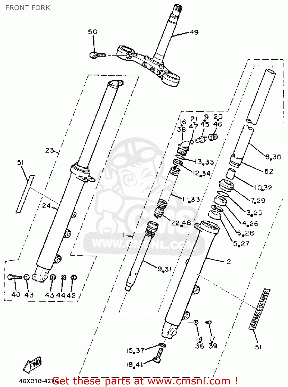Yamaha FZ600 FAZER 1988 (J) USA FRONT FORK - buy original FRONT FORK ...