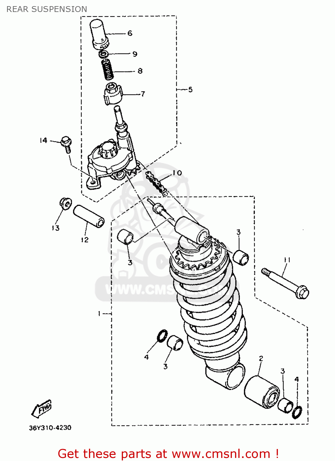 Yamaha FZ750 1986 1TV ENGLAND 261TV-310E2 REAR SUSPENSION - buy ...