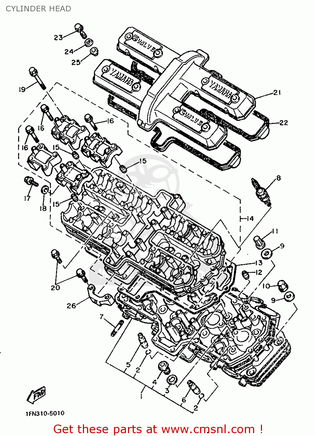 Yamaha FZ750 1986 1TV GERMANY 261TV-332G2 CYLINDER HEAD - buy original ...