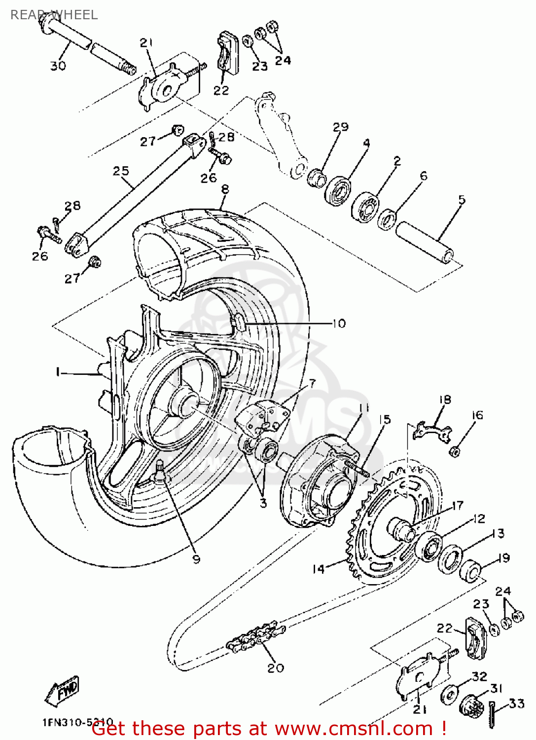 Yamaha FZ750 GENESIS 1988 (J) USA REAR WHEEL - buy original REAR WHEEL ...