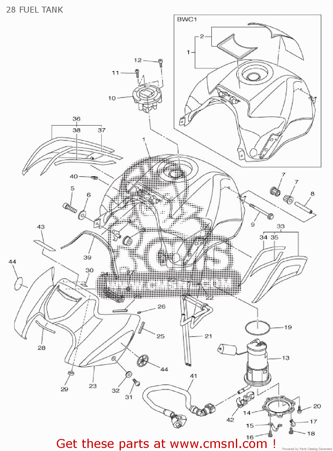 Yamaha FZ8-NA 2012 59P2 EUROPE 1L59P-300E1 28 FUEL TANK - buy original ...