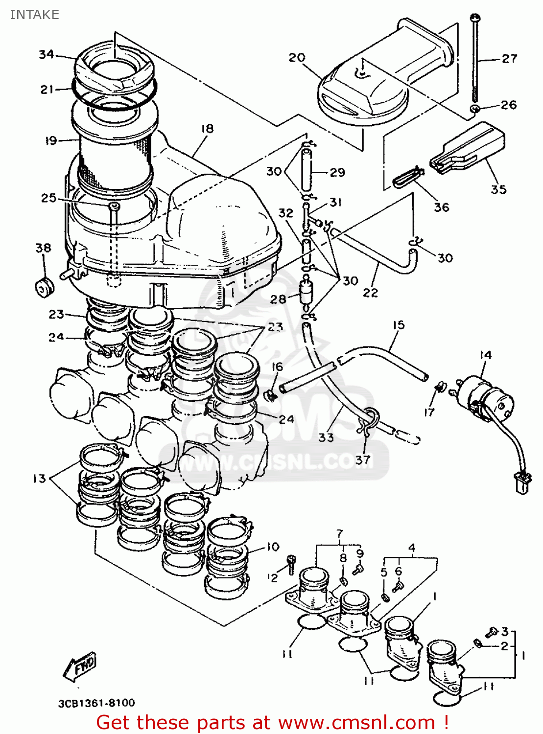 Yamaha FZR1000 1988 3CB1 SWITZERLAND 283CB-361E1 INTAKE - buy original ...