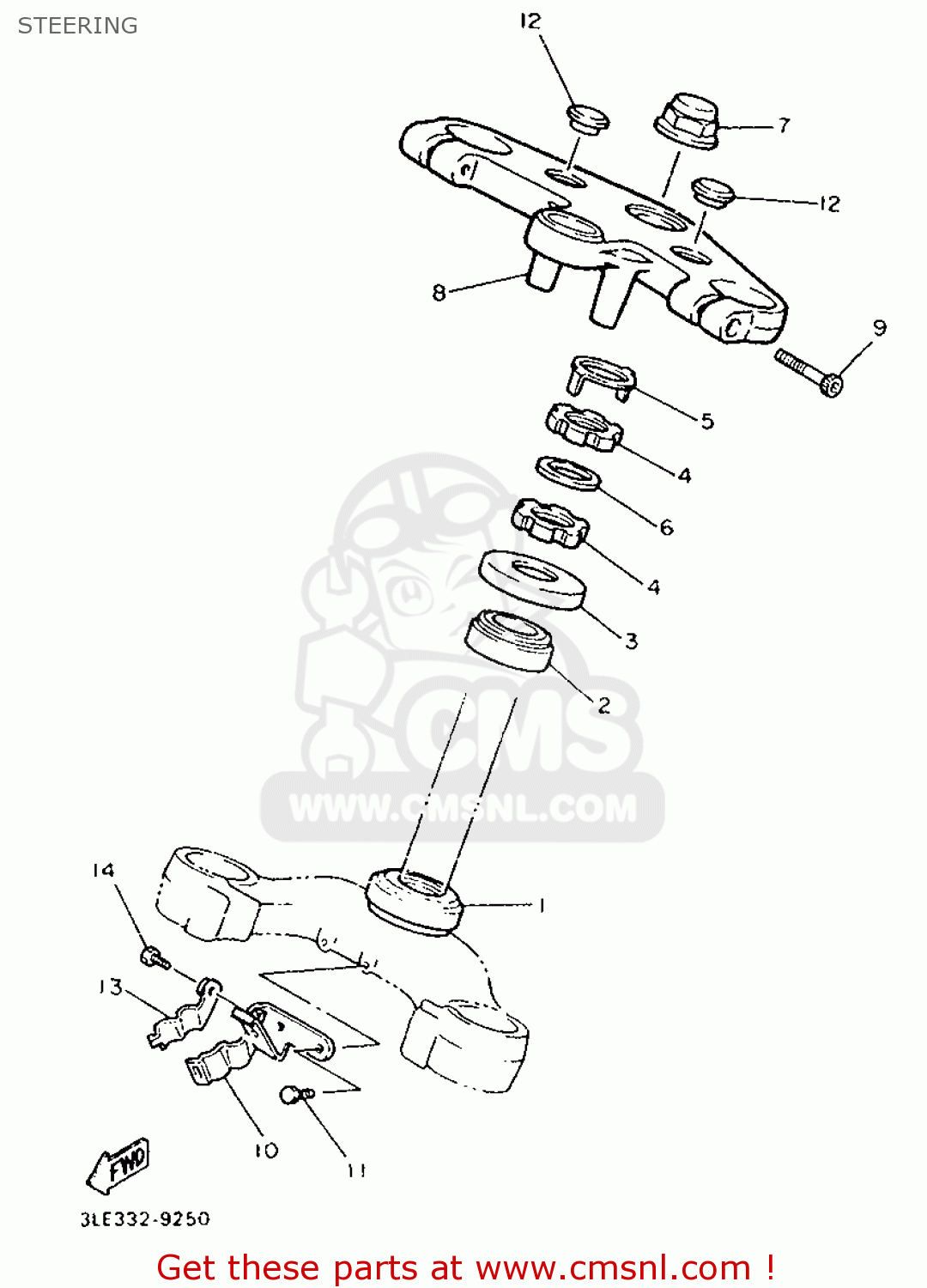 Yamaha FZR1000 1990 3GM4 SPAIN 203GM-352S1 STEERING - buy original ...