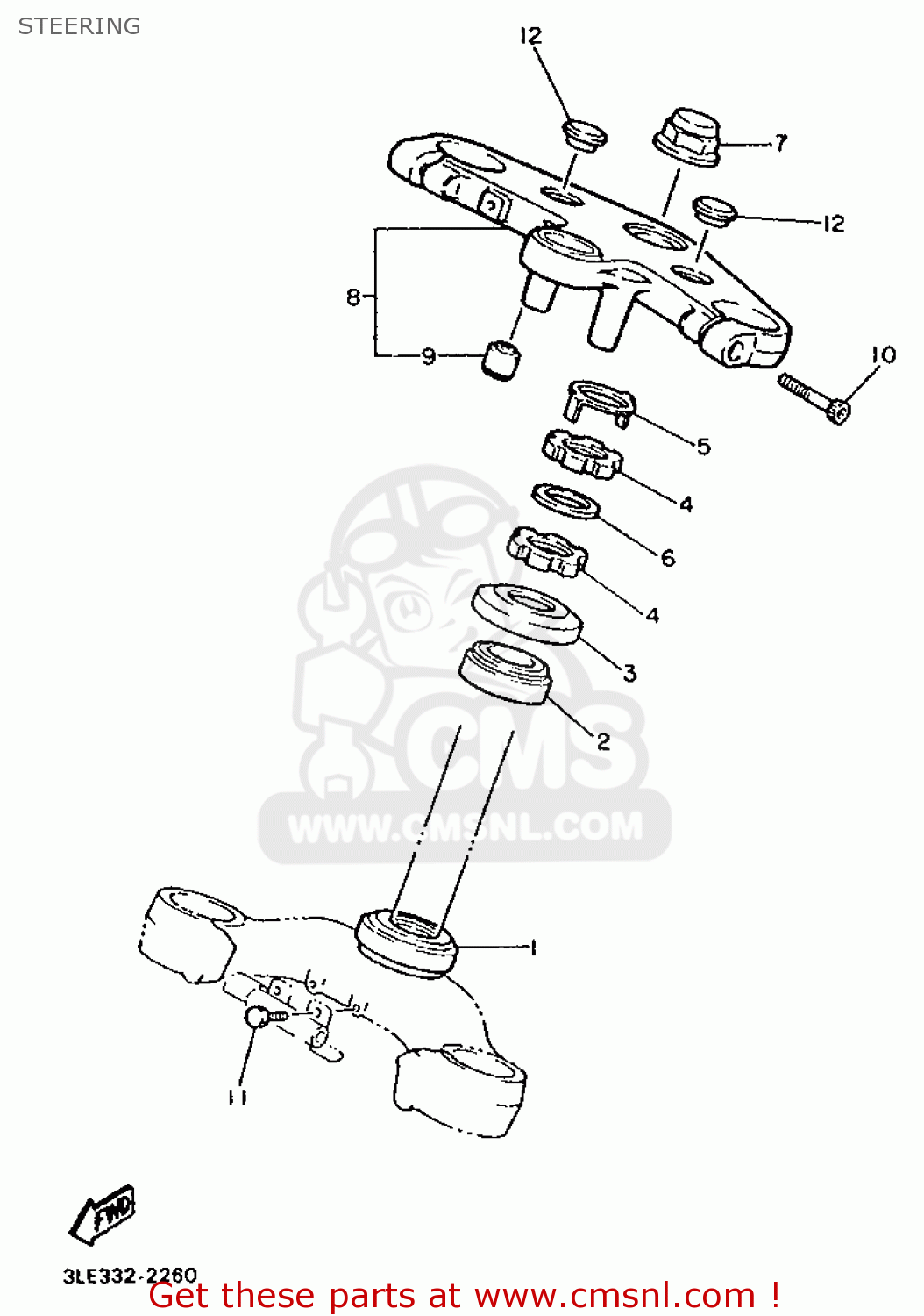 Yamaha FZR1000 1992 3GM8 EUROPE 223GM-300E1 STEERING - buy original ...