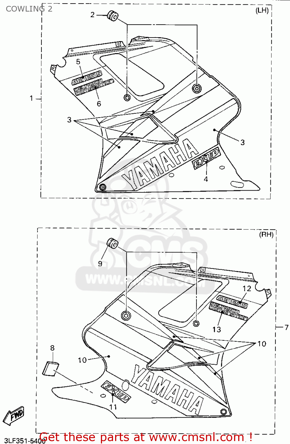 Yamaha FZR1000 1995 (S) USA COWLING 2 - buy original COWLING 2 spares ...