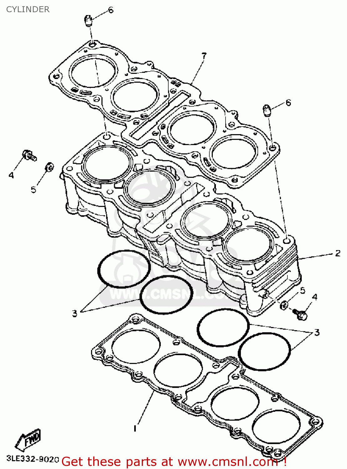 Yamaha FZR1000C 1989 (K) CALIFORNIA CYLINDER - buy original CYLINDER ...