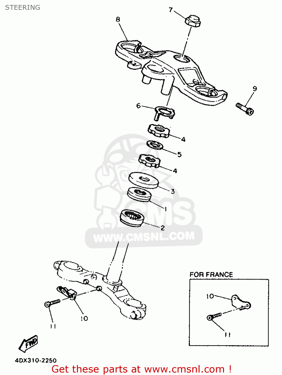 Yamaha FZR400RR 1992 4DX2 FRANCE 224DX-300E1 STEERING - buy original ...