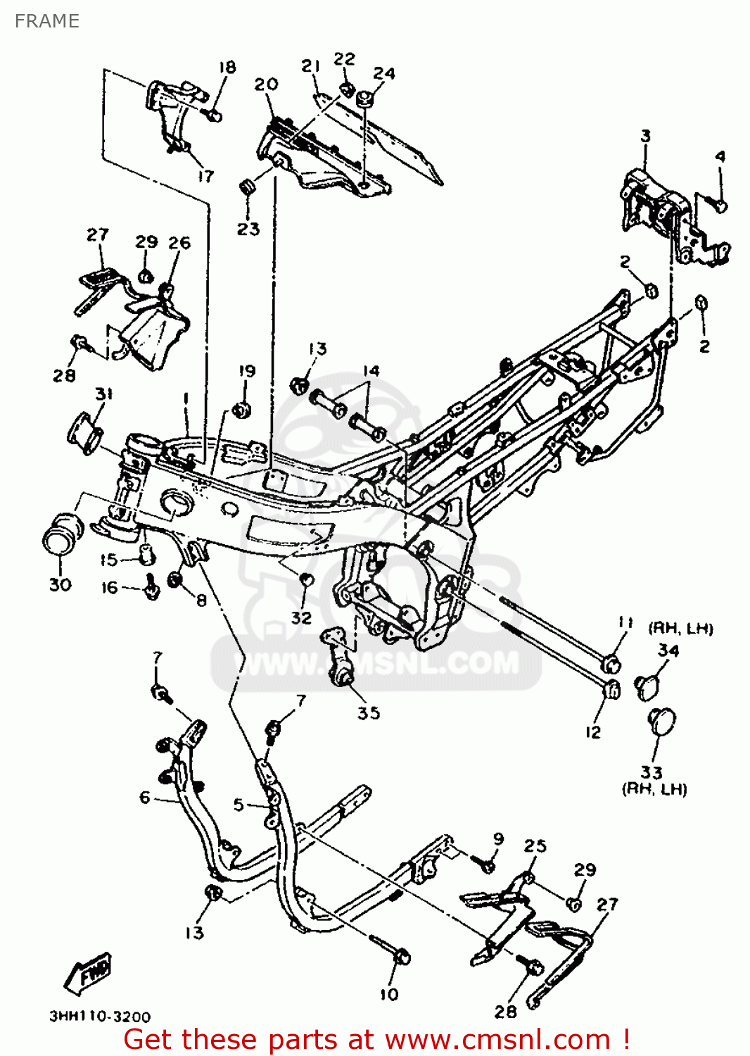 Yamaha FZR600M (37KW) 1993 3RG5 GERMANY 233HE-332G1 FRAME - buy ...