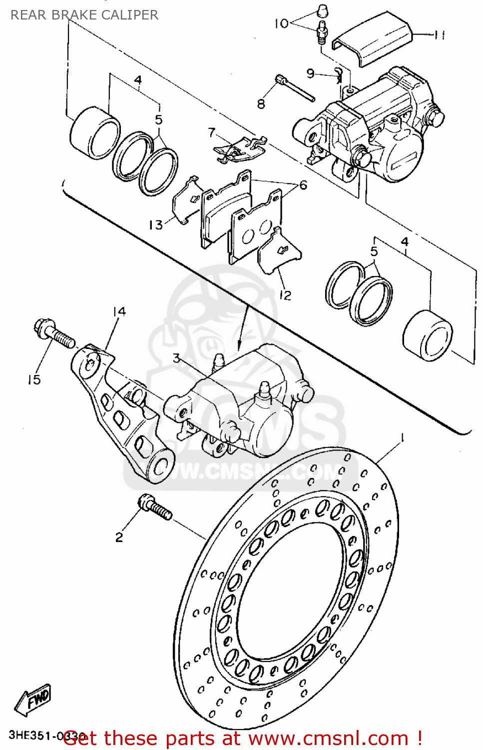 Yamaha FZR600R 1994 (R) USA REAR BRAKE CALIPER - buy original REAR ...