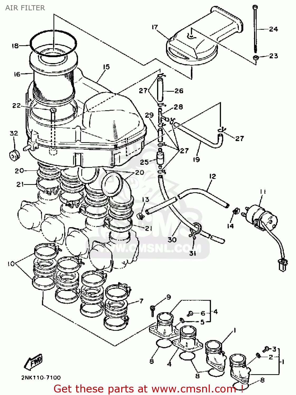 Yamaha FZR750R 1987 USA AIR FILTER - buy original AIR FILTER spares online