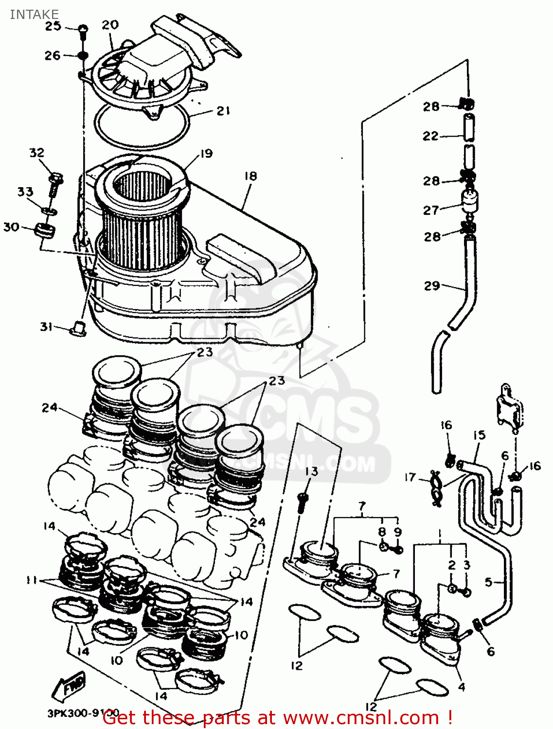 Yamaha FZR750R 1990 3PG2 EUROPE 203PK-300E1 INTAKE - buy original ...