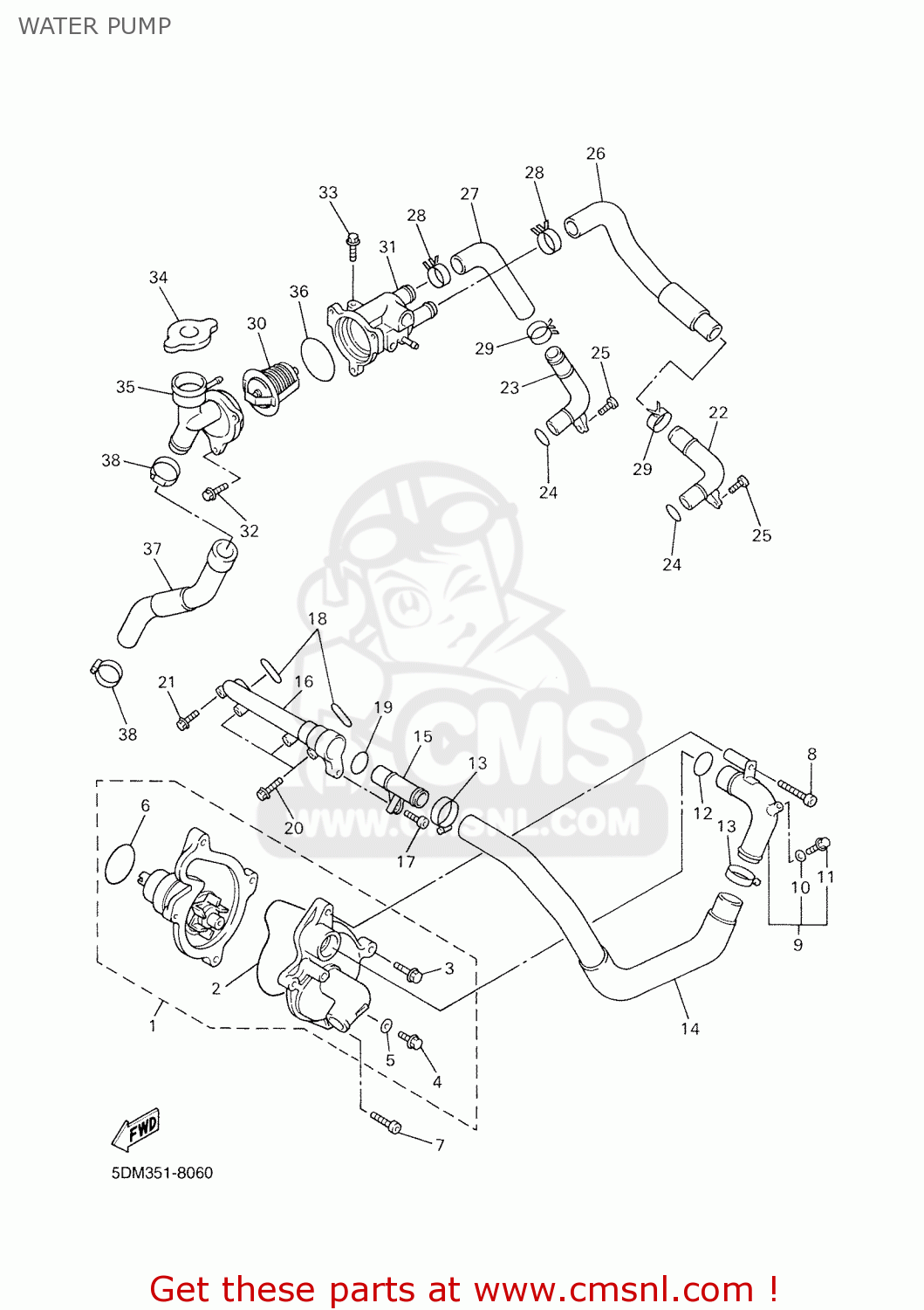 Yamaha FZS600SP 2000 5DMA NORWAY 105DM-300EB WATER PUMP - buy original ...