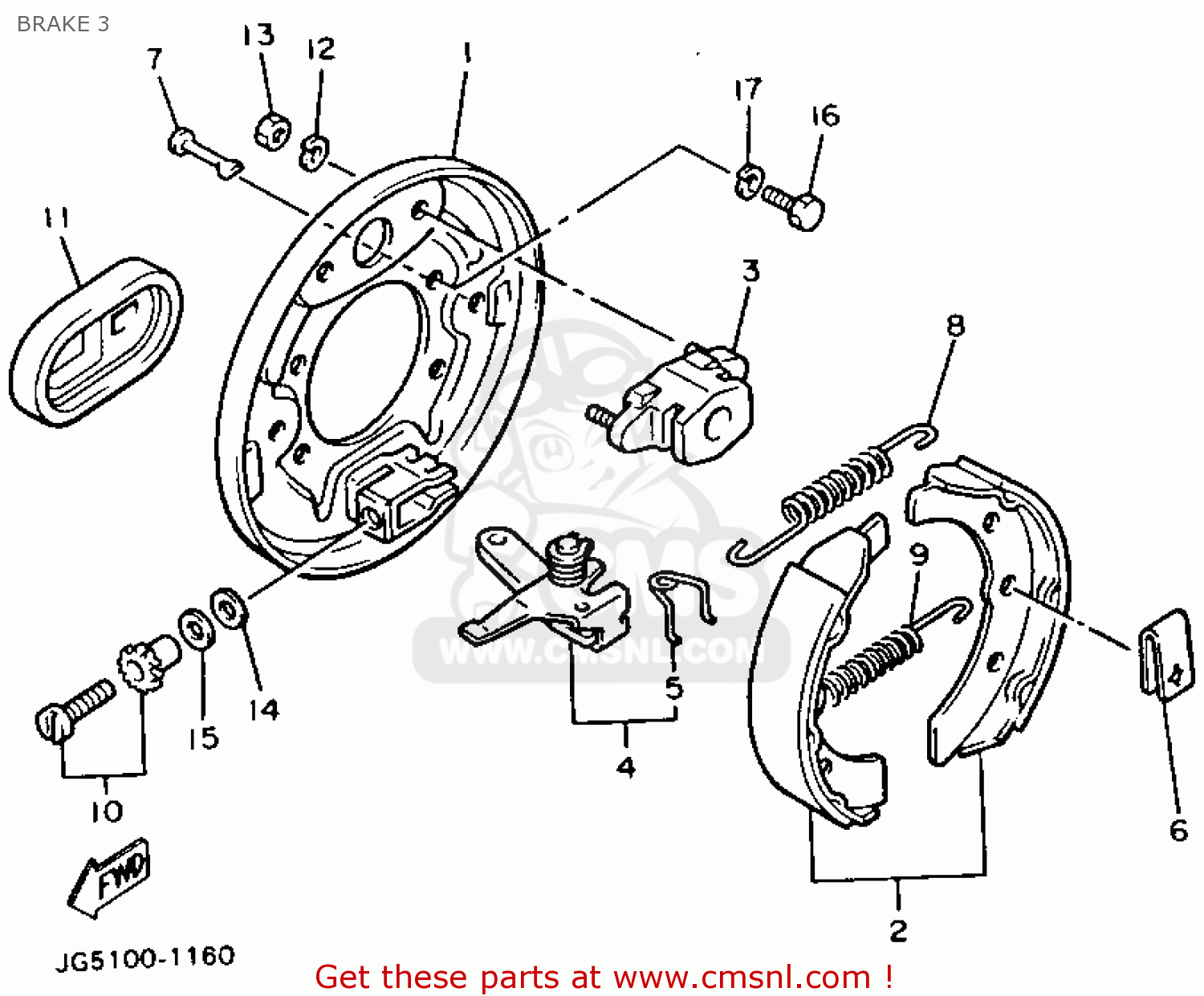 Yamaha G2-EB 1988 BRAKE 3 - buy original BRAKE 3 spares online