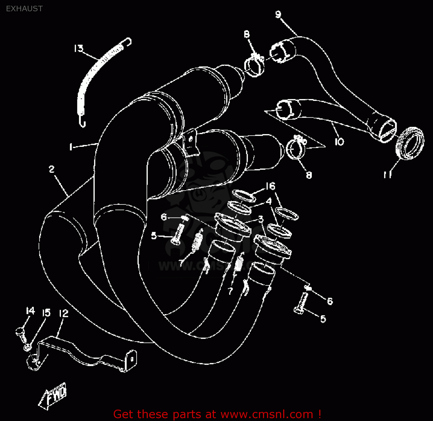 Yamaha GPX433G 1975 EXHAUST - buy original EXHAUST spares online