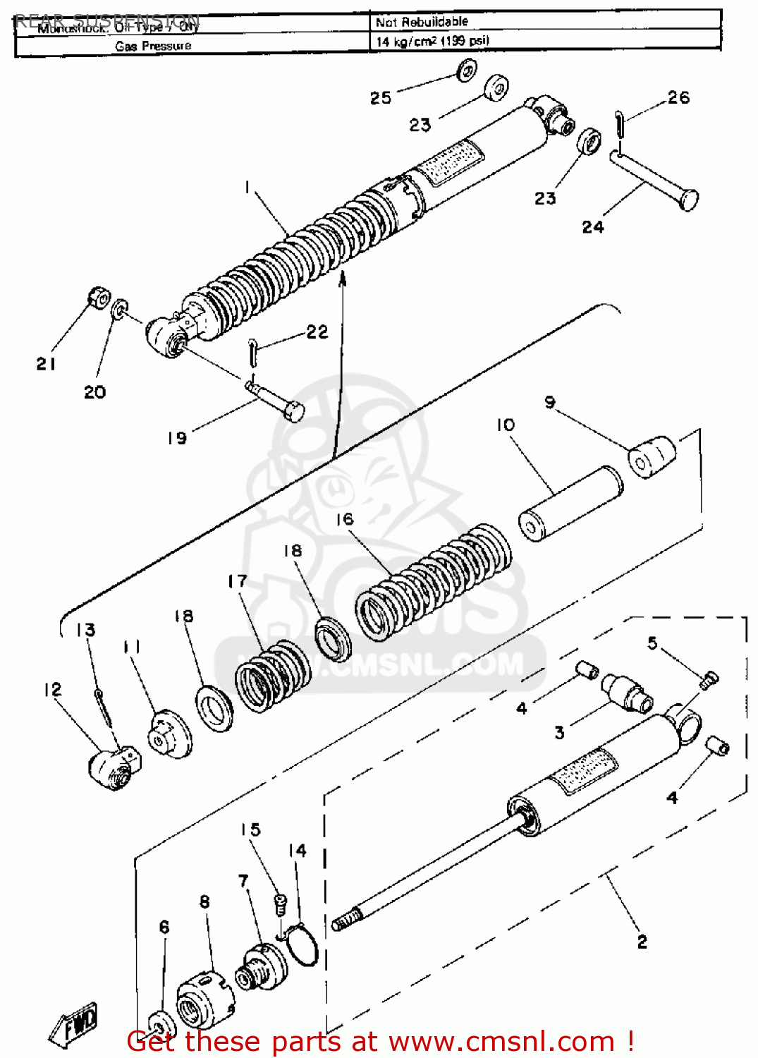 Yamaha IT125 1980 (A) USA REAR SUSPENSION - buy original REAR ...