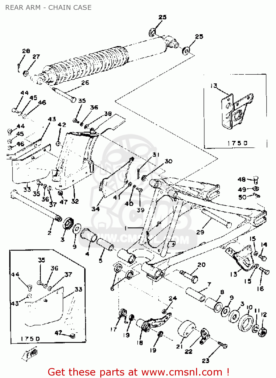 Yamaha IT175 1977 USA REAR ARM - CHAIN CASE - buy original REAR ARM ...