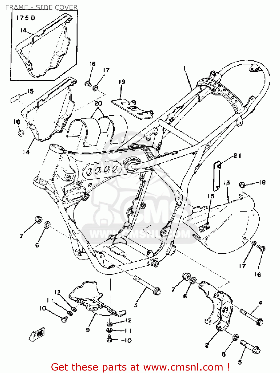 Yamaha IT175 1978 USA FRAME - SIDE COVER - buy original FRAME - SIDE ...