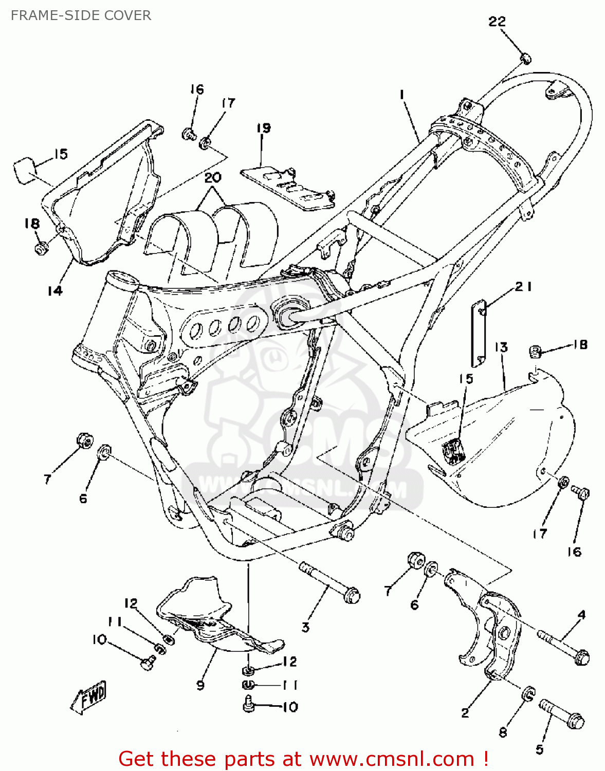 Yamaha IT175 1979 USA CANADA SOUTHAFRICA FRAME-SIDE COVER - buy ...