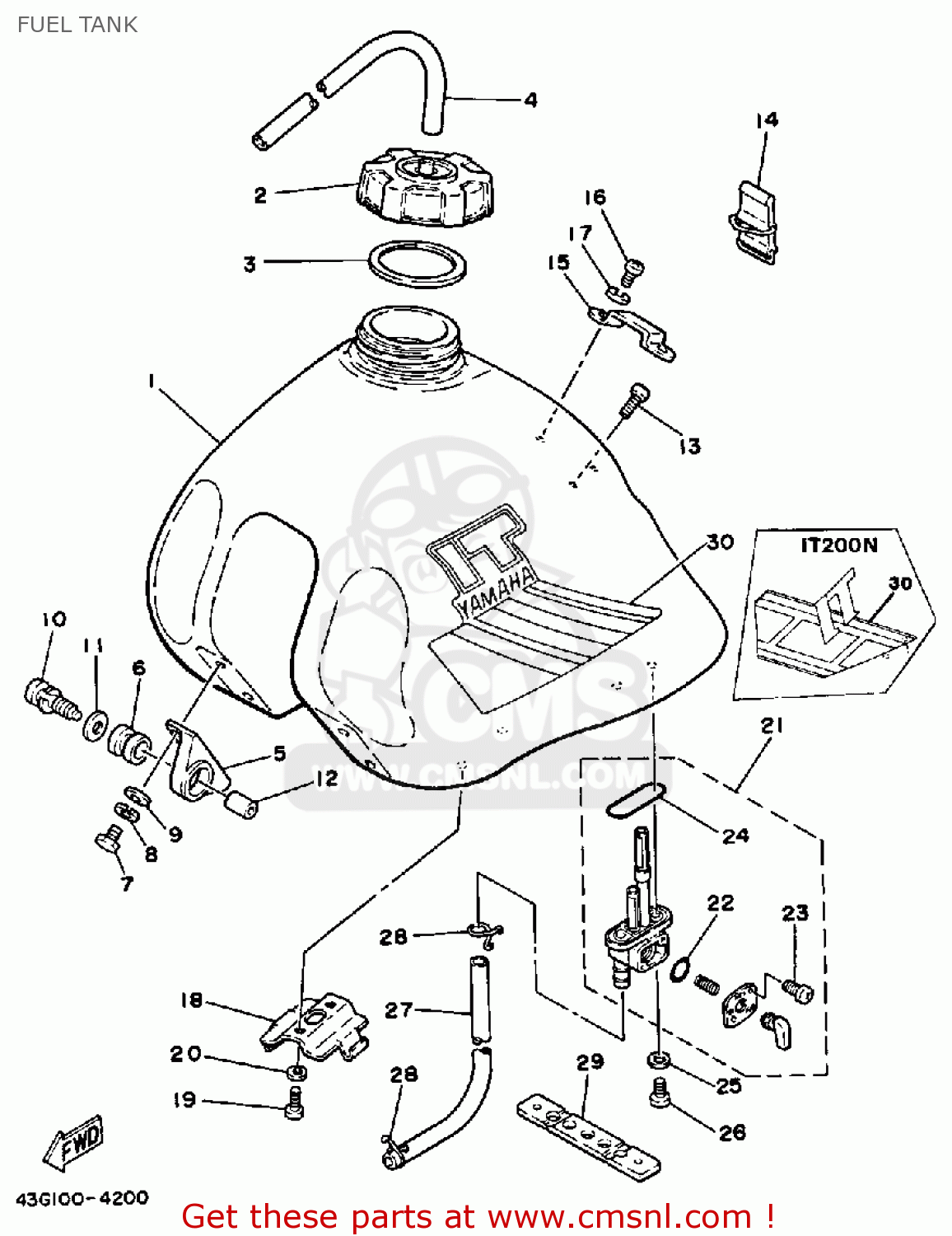 Yamaha IT200 1984 (E) USA CANADA FUEL TANK - buy original FUEL TANK ...