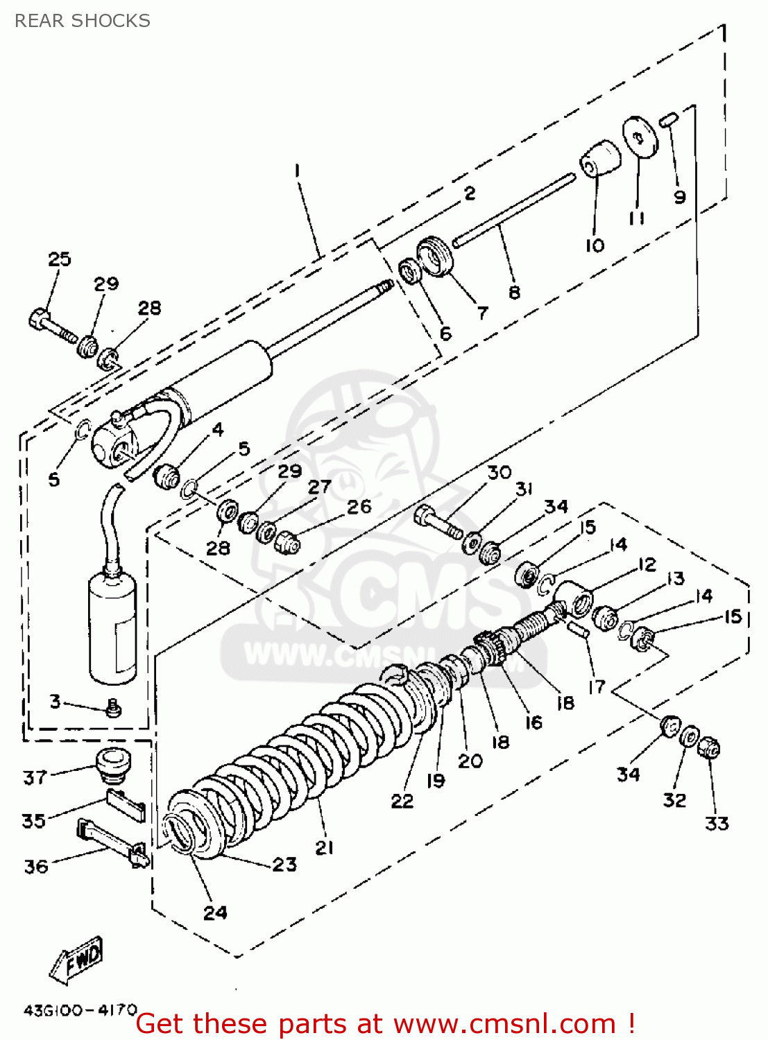 Yamaha IT200 1986 (G) USA CANADA REAR SHOCKS - buy original REAR SHOCKS ...