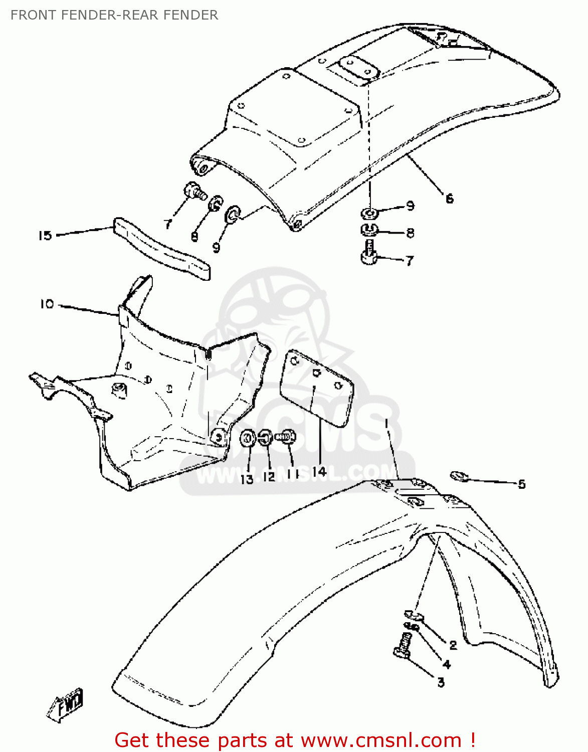 Yamaha IT465 1981 (B) USA FRONT FENDER-REAR FENDER - buy original FRONT FENDER-REAR FENDER ...