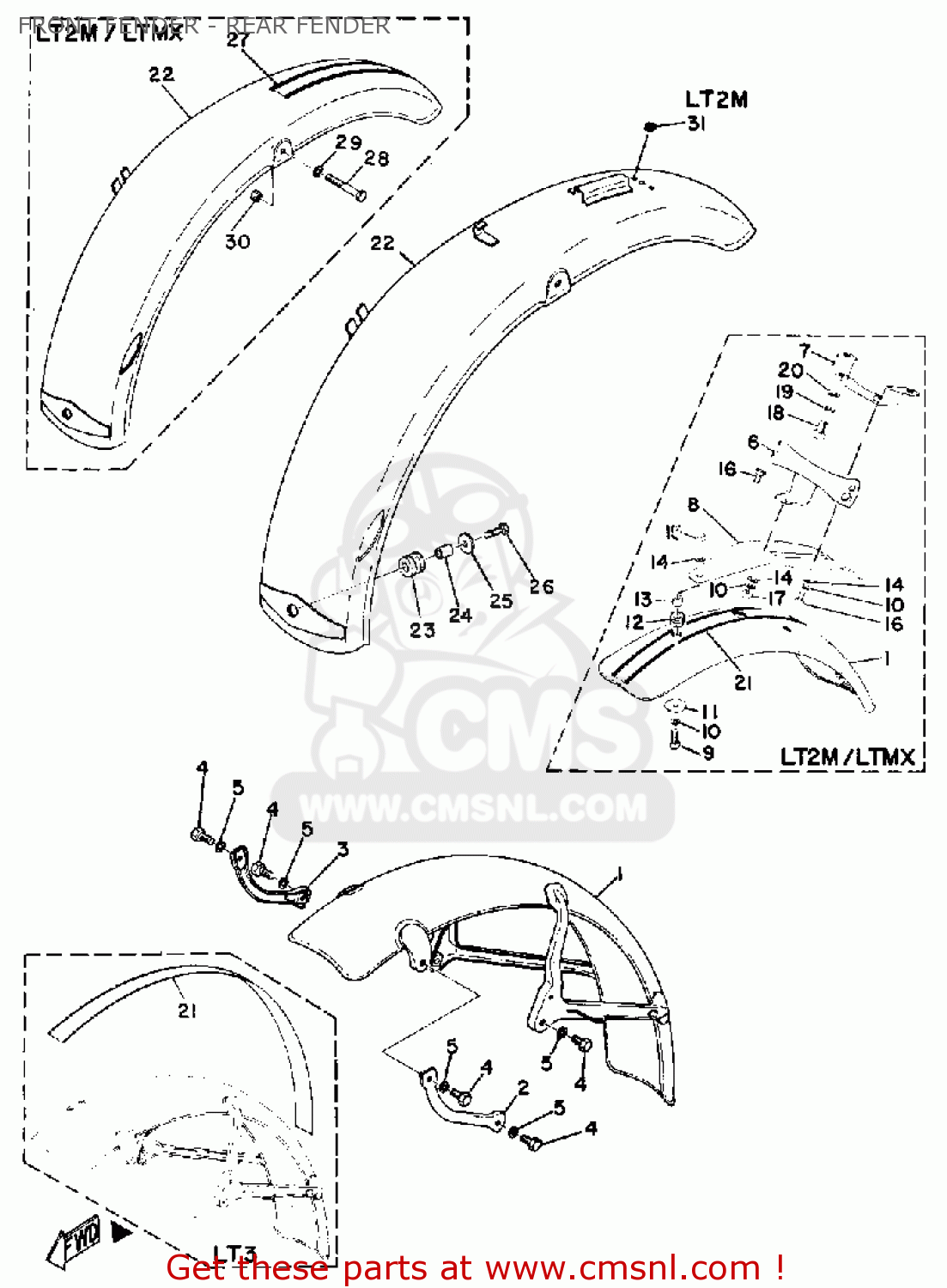 Yamaha LT2 1972 1973 USA FRONT FENDER - REAR FENDER - buy original FRONT FENDER - REAR FENDER ...