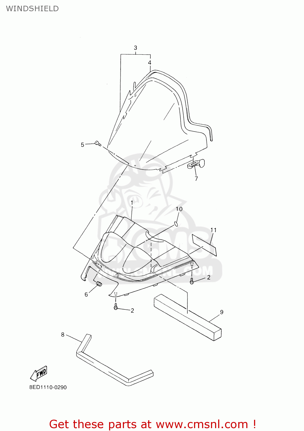 Yamaha MM600/700D 2000 WINDSHIELD - buy original WINDSHIELD spares online