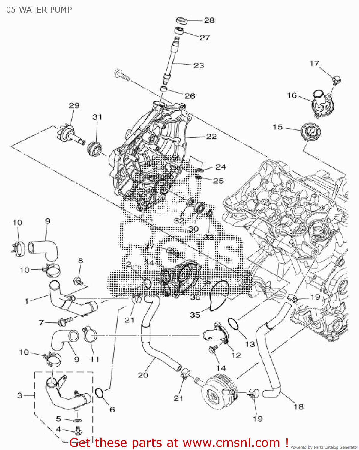 Yamaha MT07 2014 1WS6 EUROPE 1N1WS-300EB 05 WATER PUMP - buy original ...