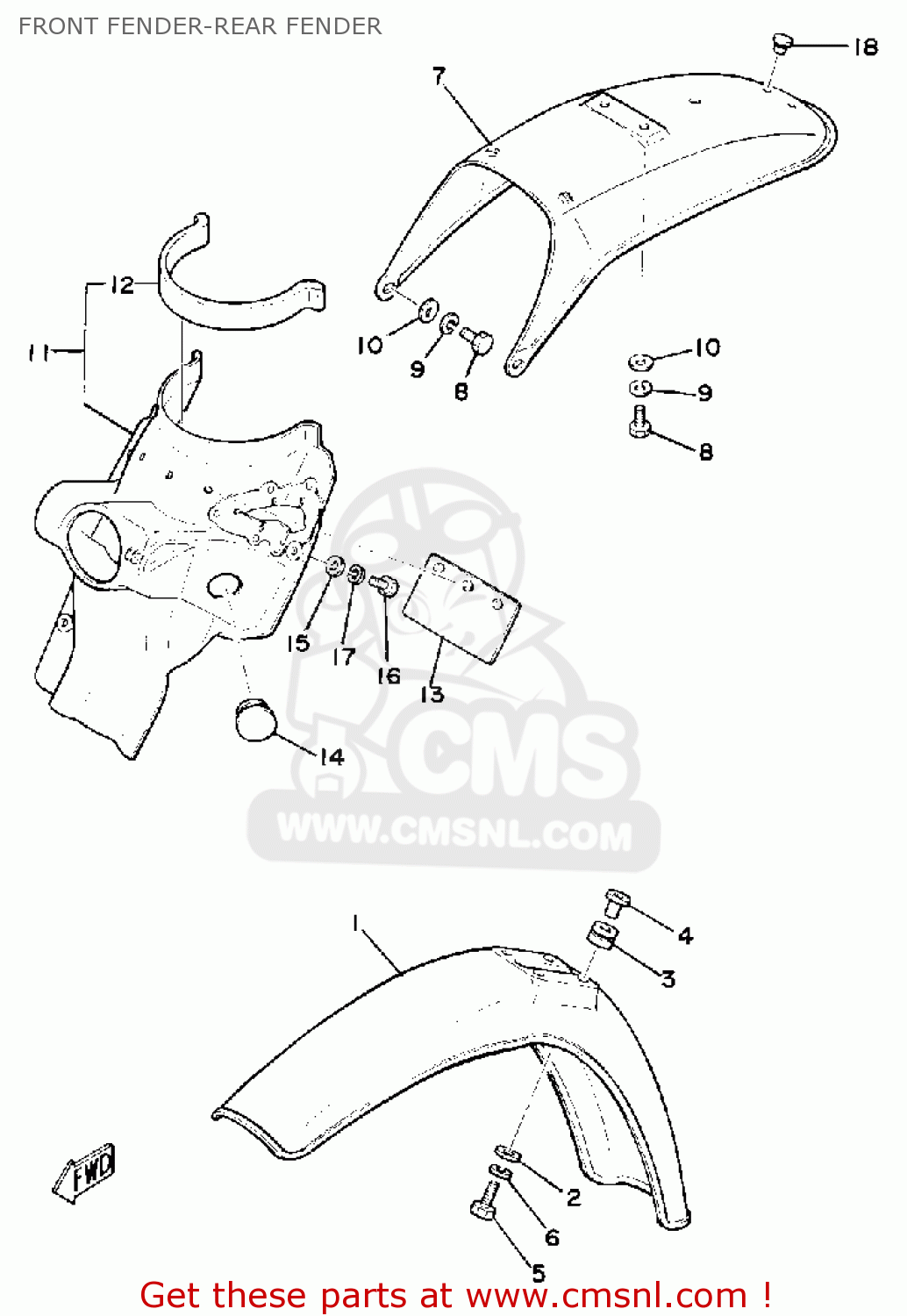 Yamaha MX175 1980 (A) USA FRONT FENDER-REAR FENDER - buy original FRONT FENDER-REAR FENDER ...