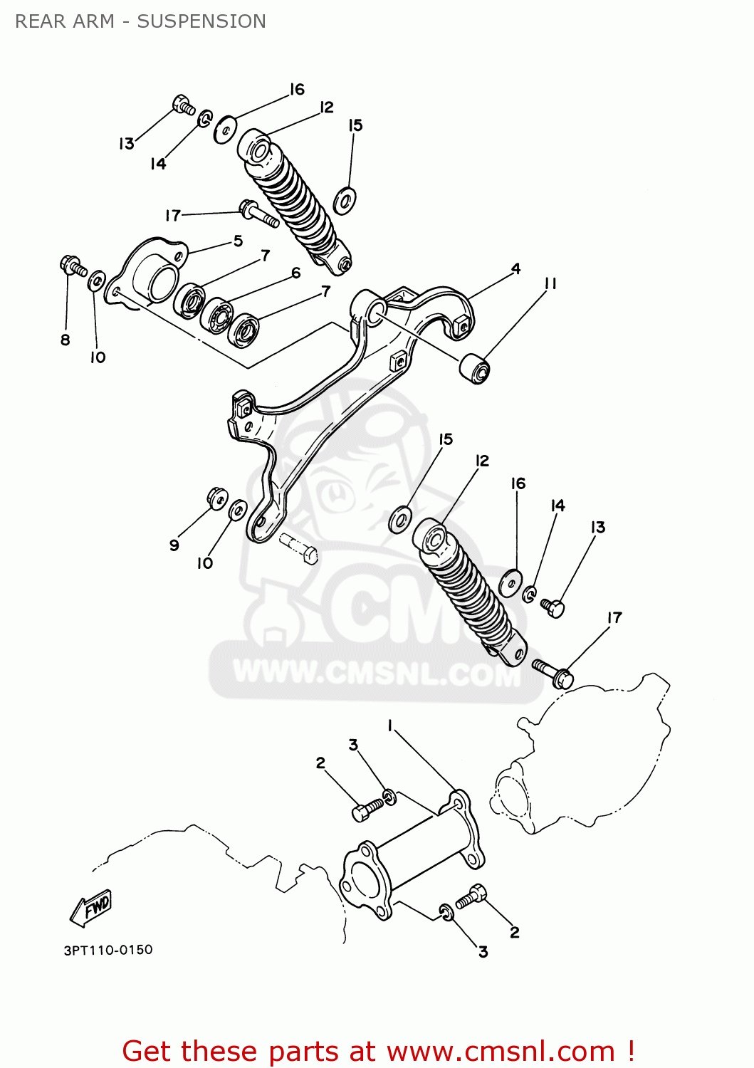 Yamaha PW50-1 2000 (Y) USA REAR ARM - SUSPENSION - buy original REAR ...