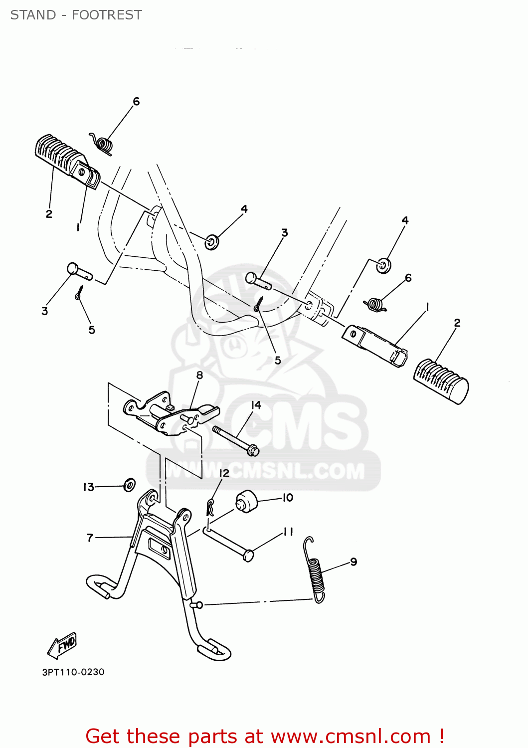 Yamaha PW50-1 2000 (Y) USA STAND - FOOTREST - buy original STAND ...
