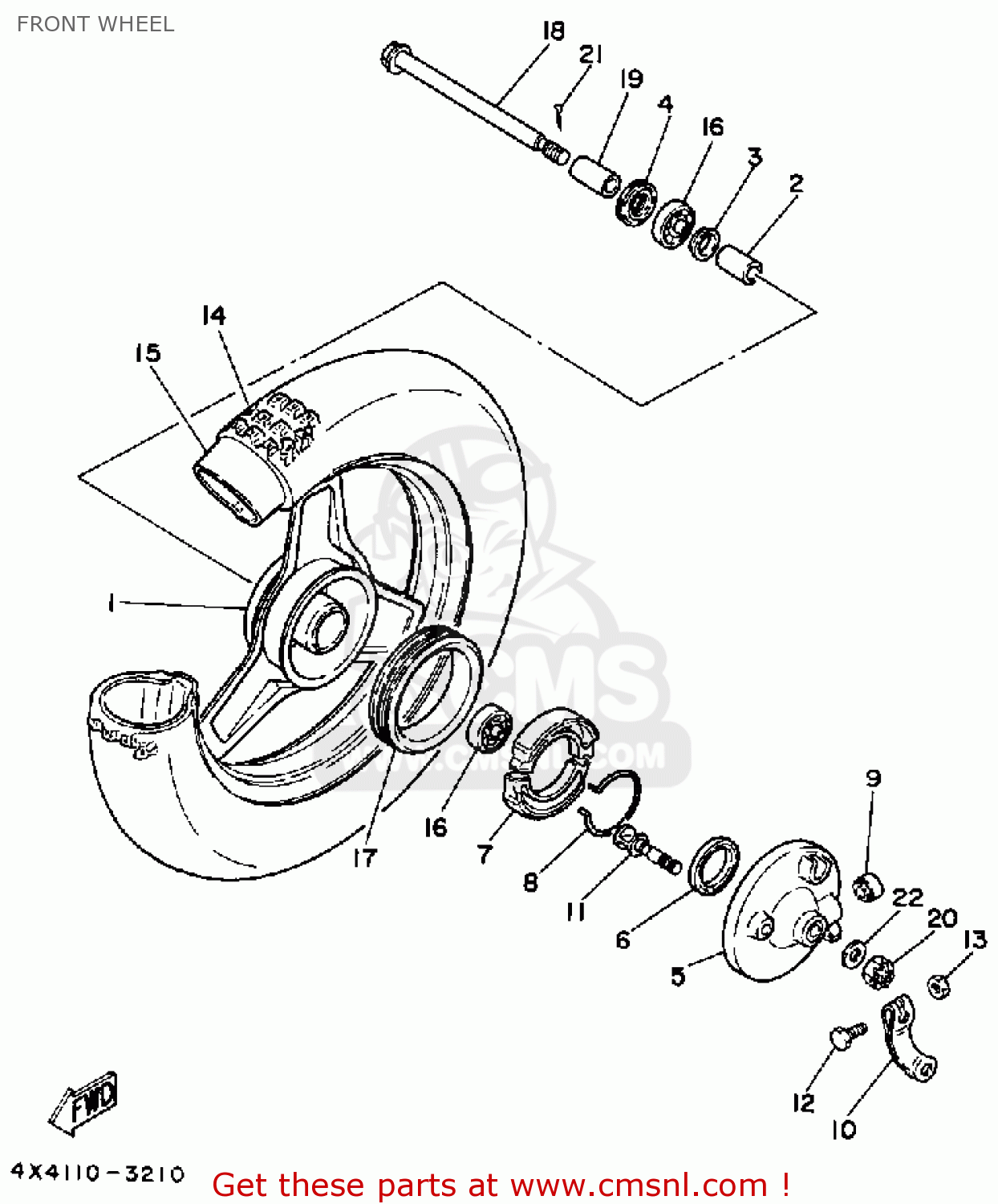 Yamaha PW50 1983 (D) USA FRONT WHEEL - buy original FRONT WHEEL spares ...