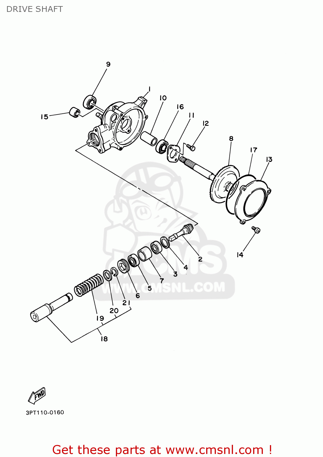 Yamaha PW50 2003 (3) USA / 50 STATES DRIVE SHAFT - buy original DRIVE ...